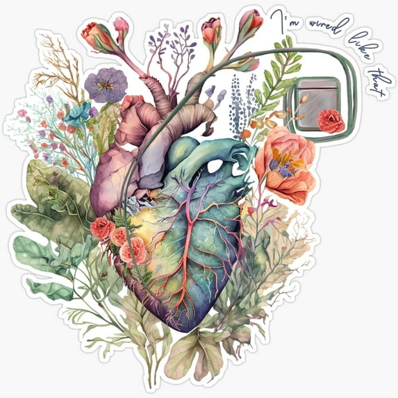DOPASTICKER I'M Wired Like That - Pacemaker And Anatomy Botanical Heart ...