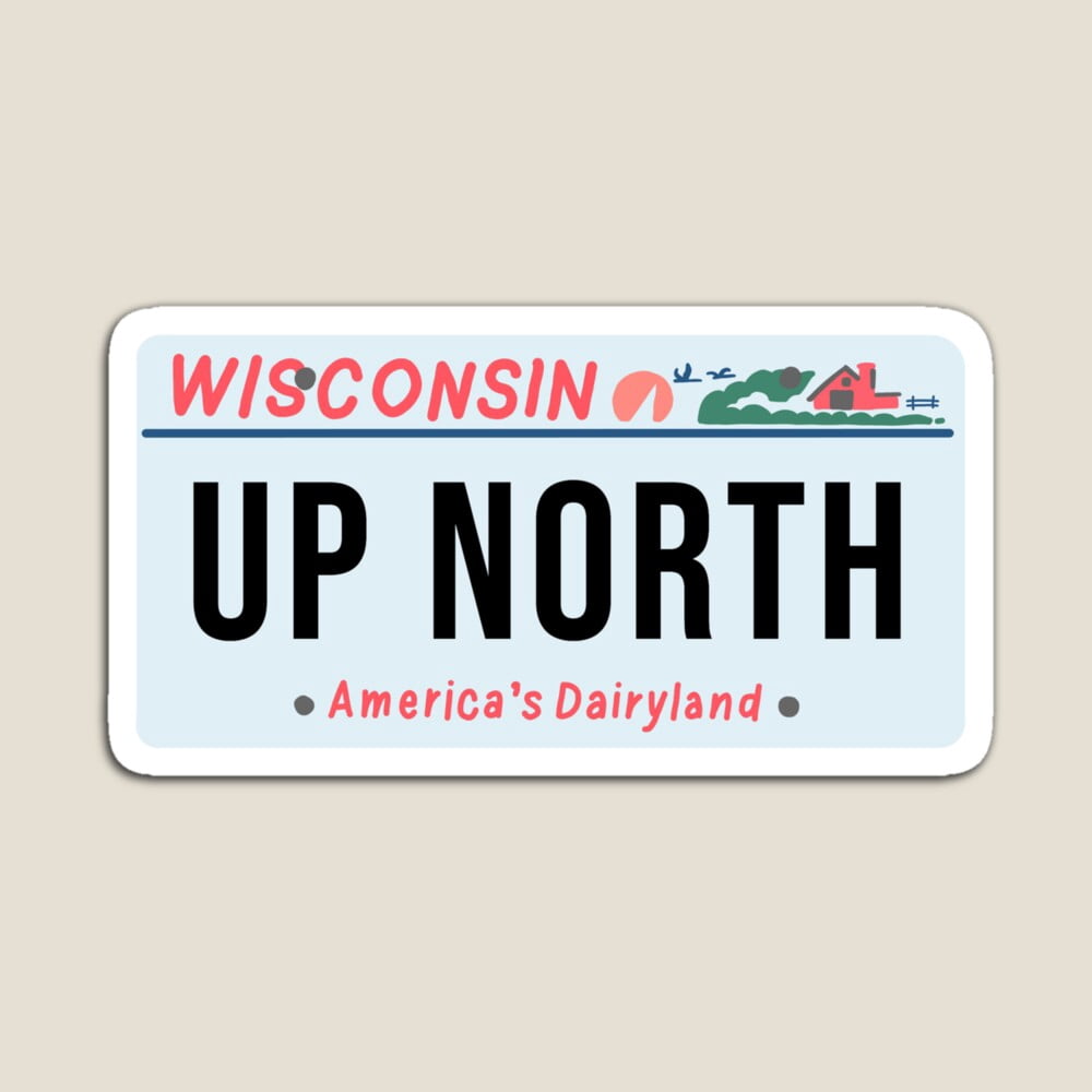 DOPASTICKER Wisconsin Up North Vintage License Plate Design Sticker ...