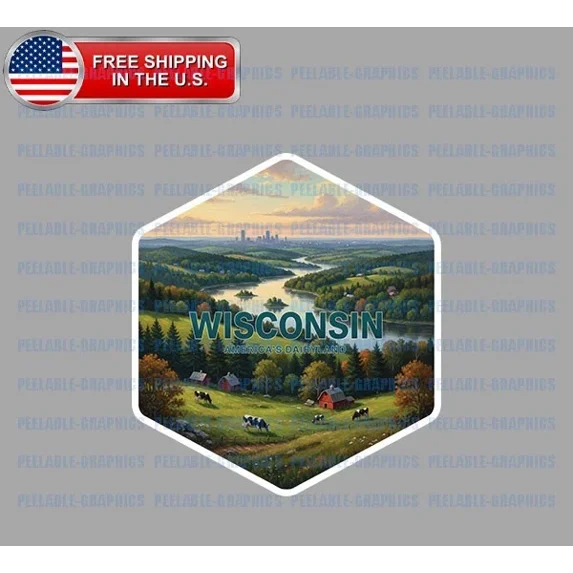DOPASTICKER Wisconsin State Sticker Souvenir Travel Sticker Phone ...
