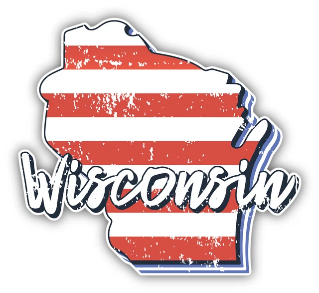 DOPASTICKER Wisconsin Usa State Map Flag Sticker Decal Phone Decal ...