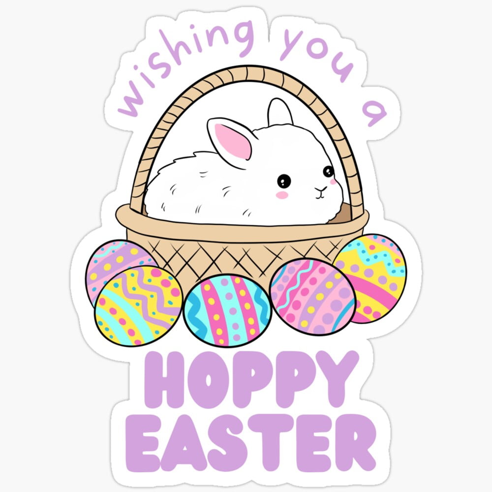 DOPASTICKER Wishing You A Hoppy Egg Day Cute Spring Celebration Sticker ...