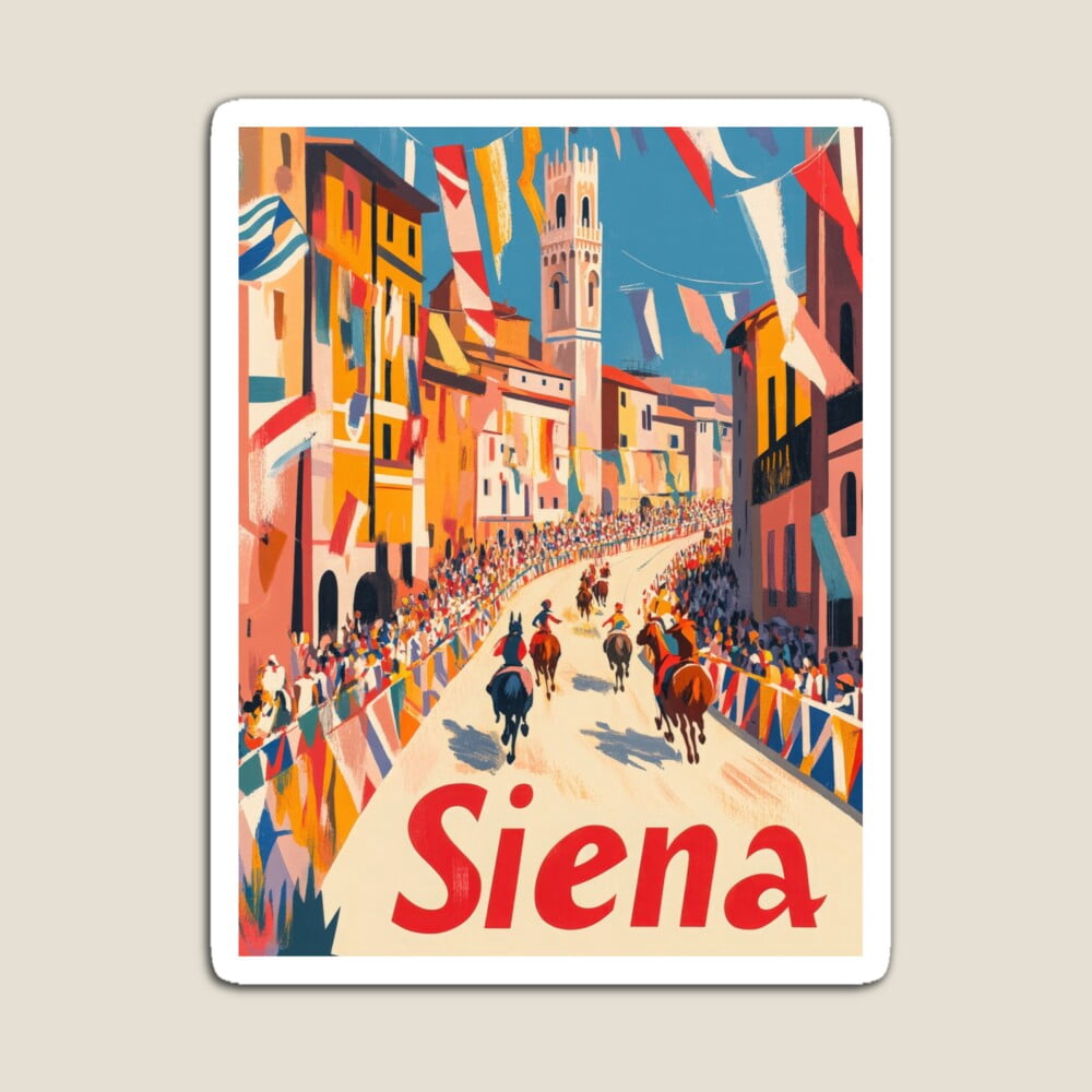 DOPASTICKER Witness The Thrilling Palio Di Siena As Horses Race Down A ...