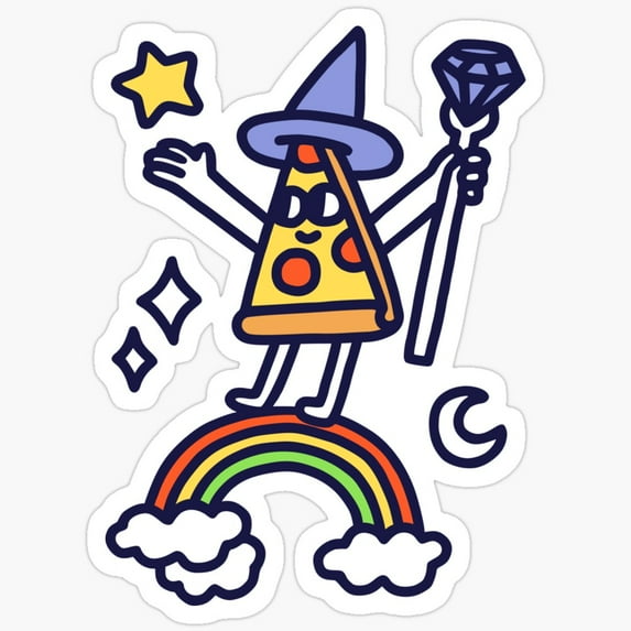 DOPASTICKER Wizard Pizza Perfect Gift Everyone Phone Decal Water Bottle ...