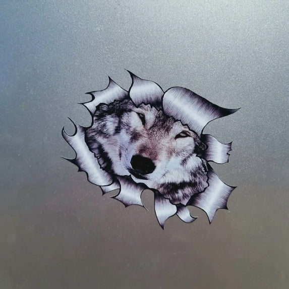DOPASTICKER Wolf Head Face Ripped Open Metal Sticker Decal For Car ...