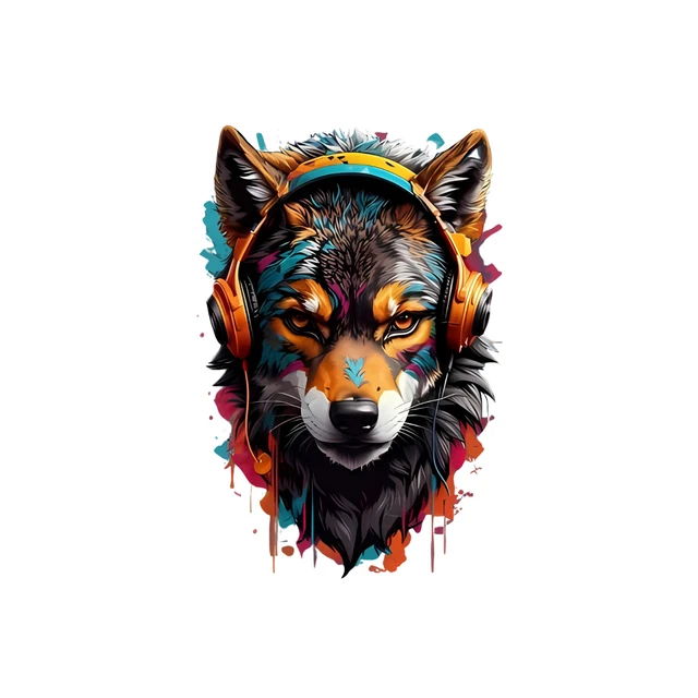 DOPASTICKER Wolf Headphones Music Street Art Urban Edgy Hip Hop Grunge ...