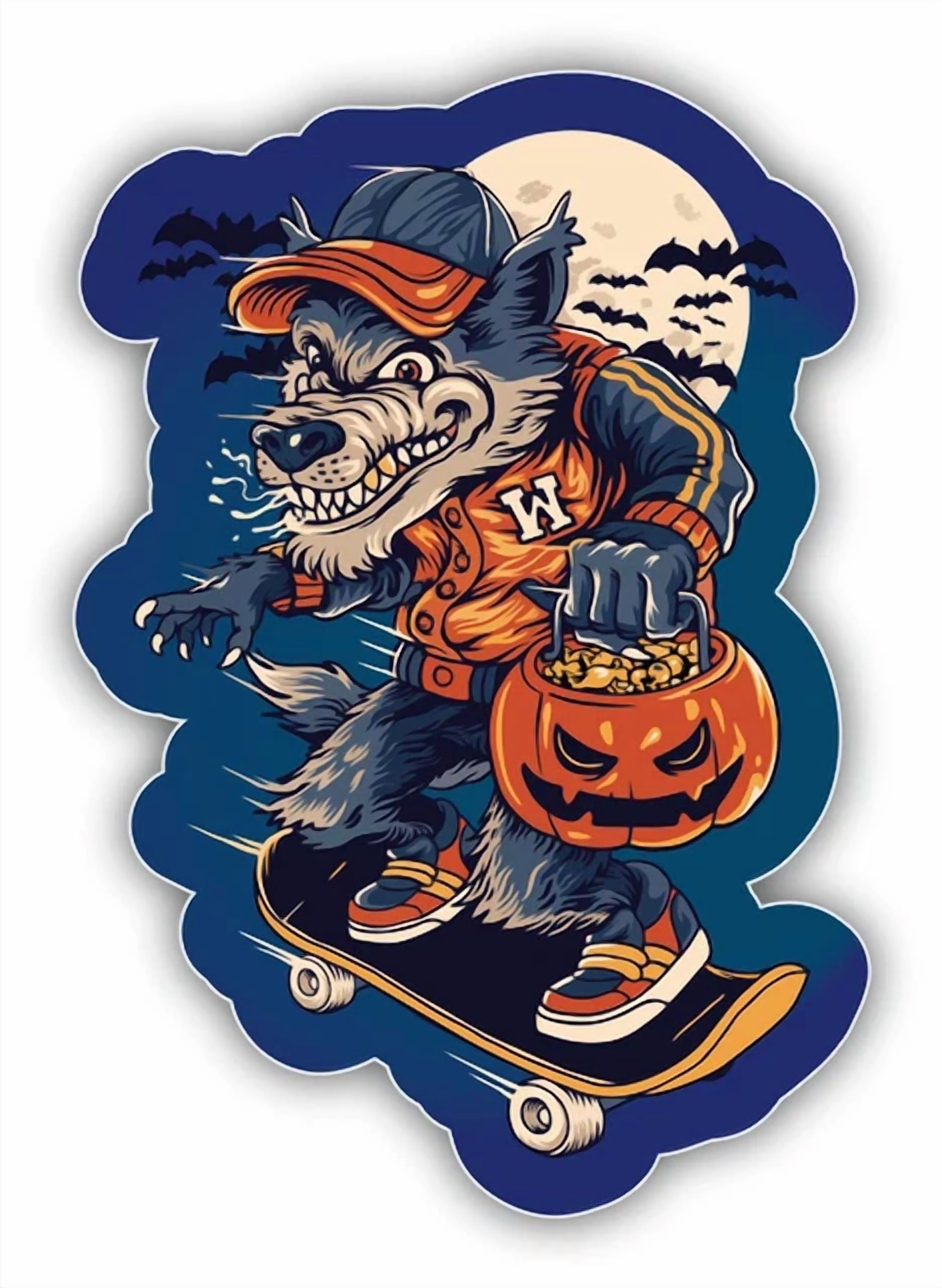 DOPASTICKER Wolfman Skater Mascot Sticker Phone Water Bottle Stickers ...