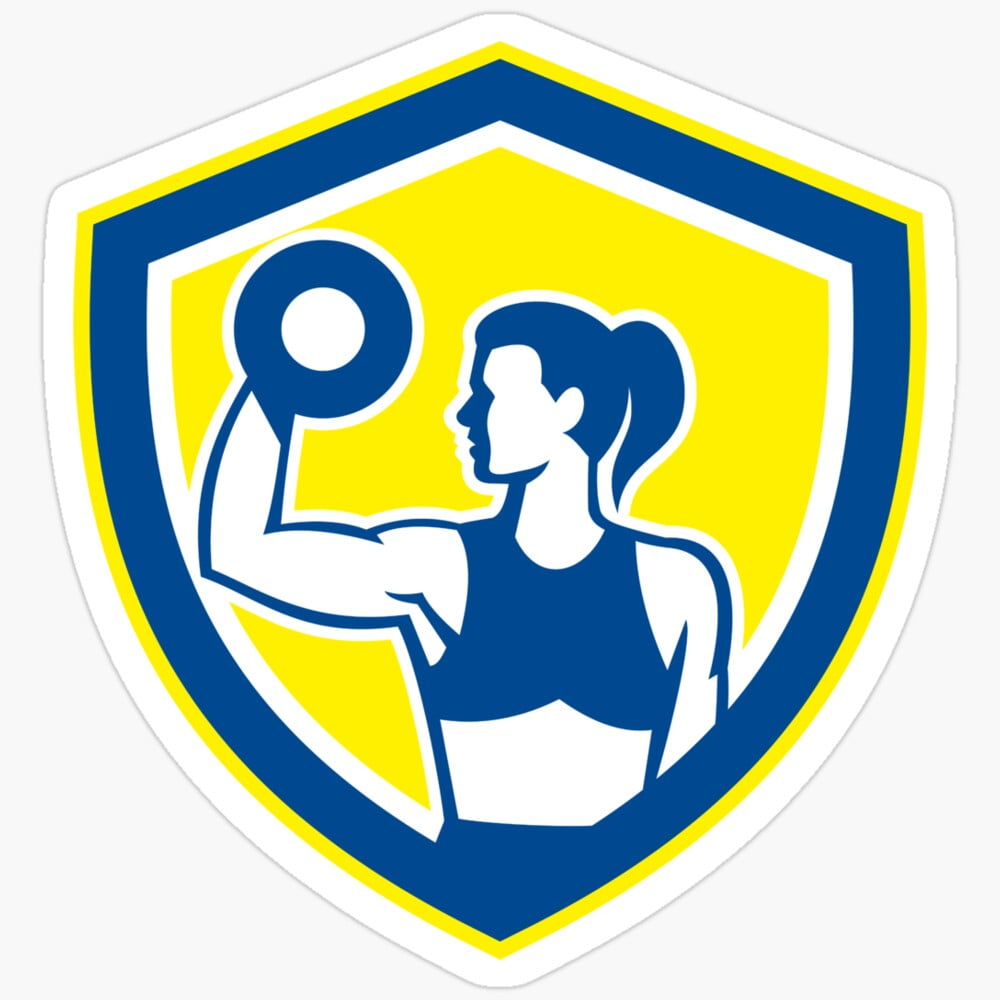 DOPASTICKER Woman Lifting Dumbbell Weight Side View Retro Sticker Phone ...