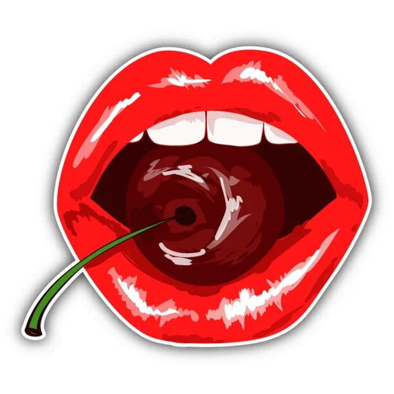 DOPASTICKER Woman Lips Ripe Cherry Love Sticker Decal Phone Decal Water ...