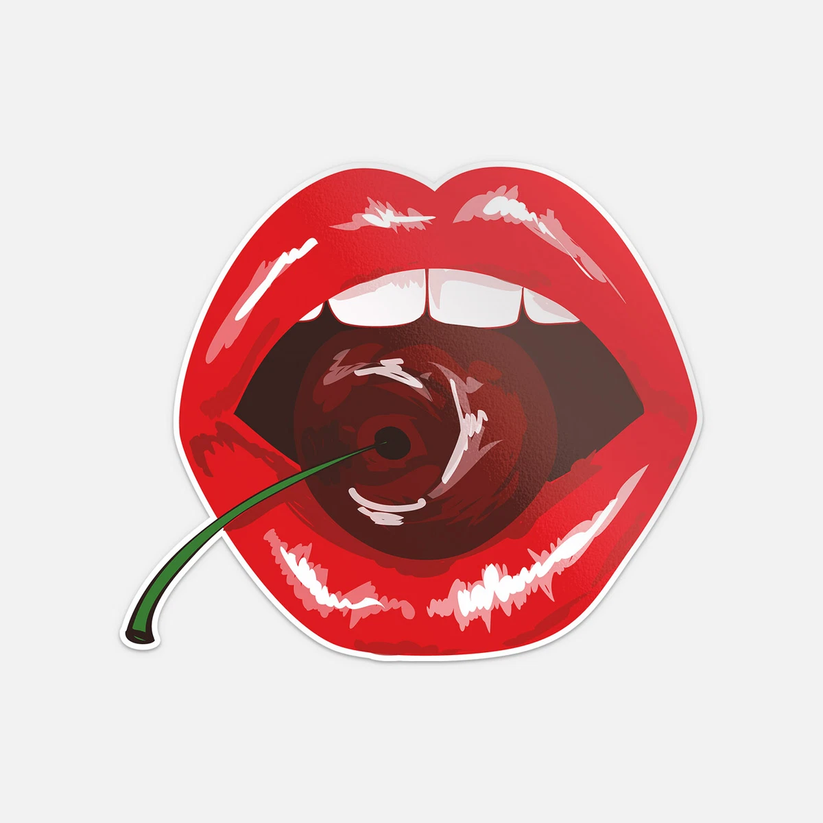 DOPASTICKER Woman Lips Ripe Cherry Sticker Decal Phone Decal Water ...
