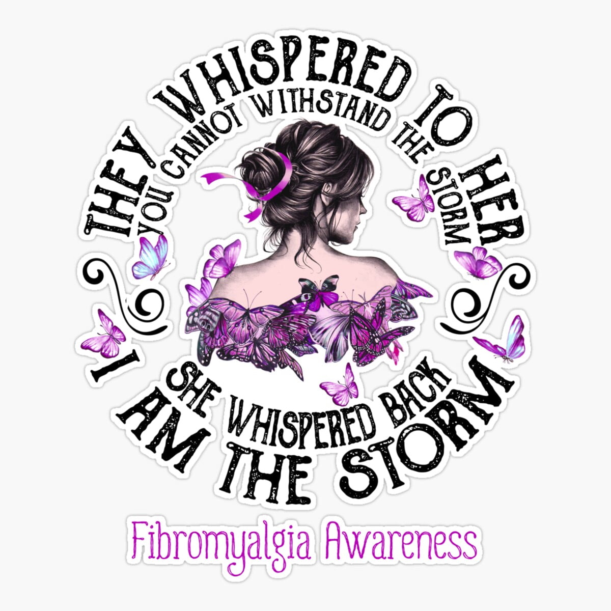 DOPASTICKER Women Fibromyalgia Warrior I Am The Storm Sticker, Phone ...
