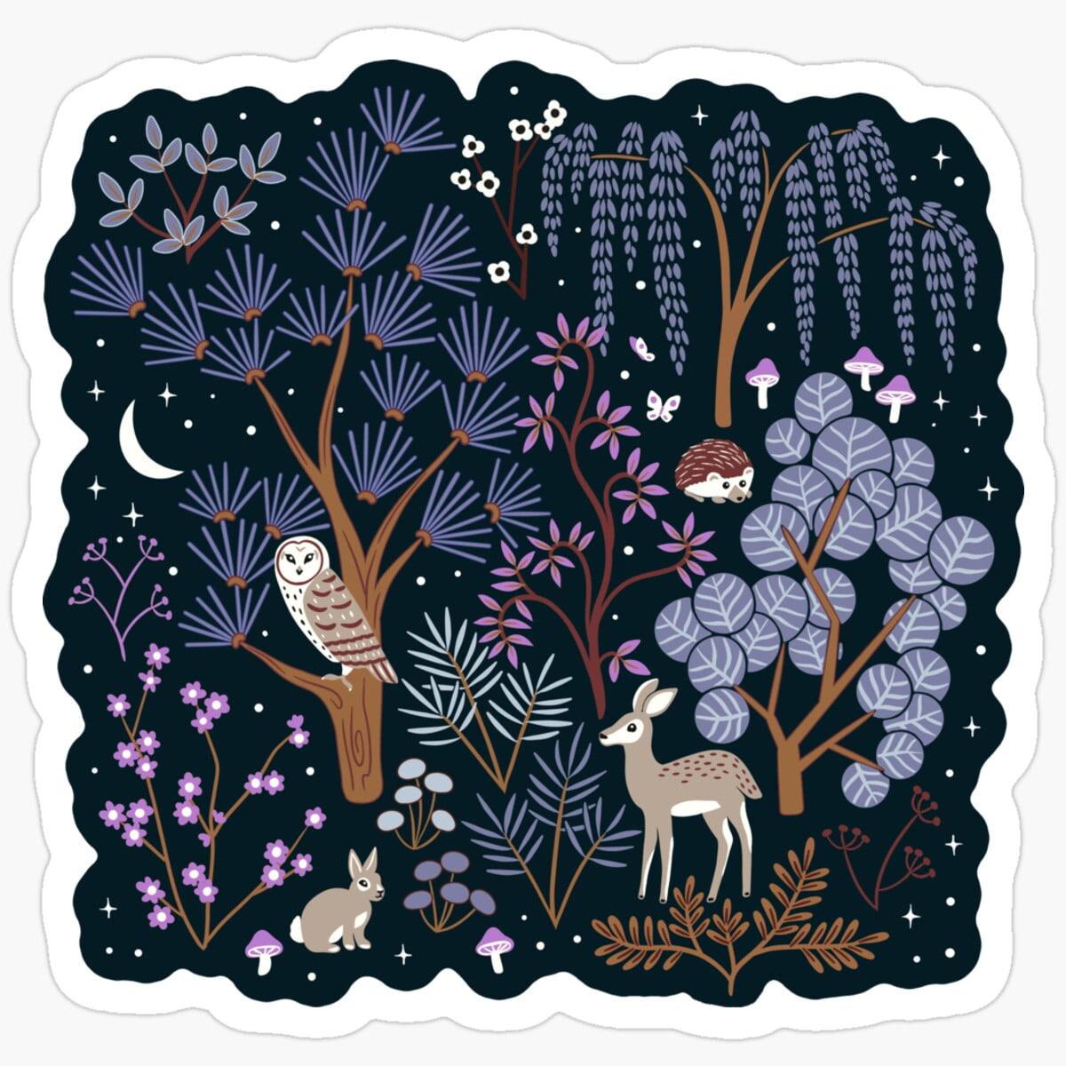 DOPASTICKER Woodland Night Lifeultra Violets Sticker Birthday Gifts ...