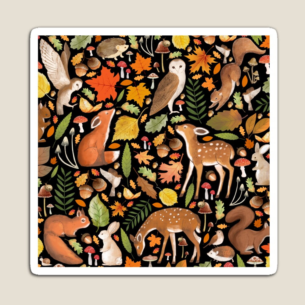 DOPASTICKER Woodland Wonderland Fall Autumn Pattern Nature Animals Cute ...