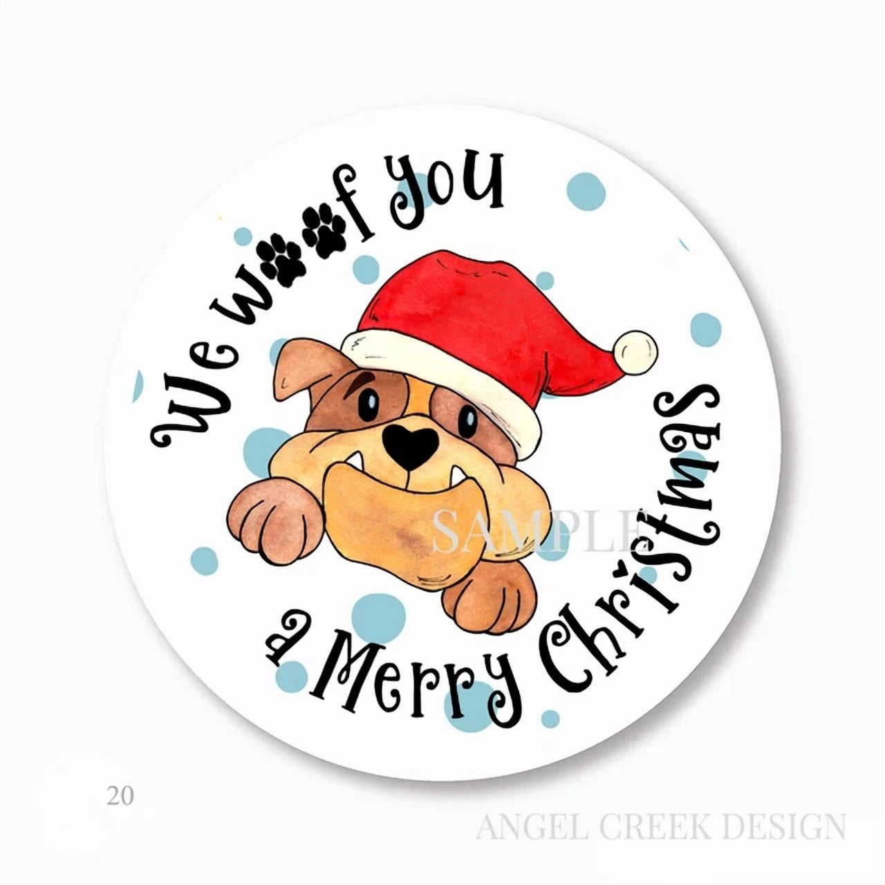 DOPASTICKER Woof You A Merry Chri.Stm.As Bulldog Scrapbook Stickers ...