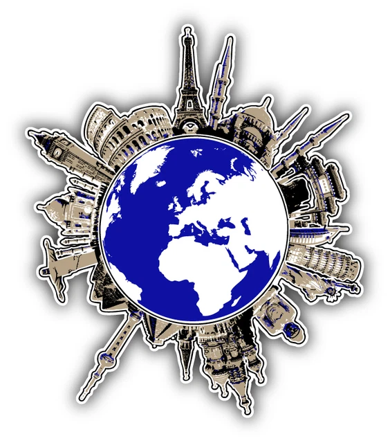 DOPASTICKER World Travel Monument Around The World Sticker Decal Phone ...