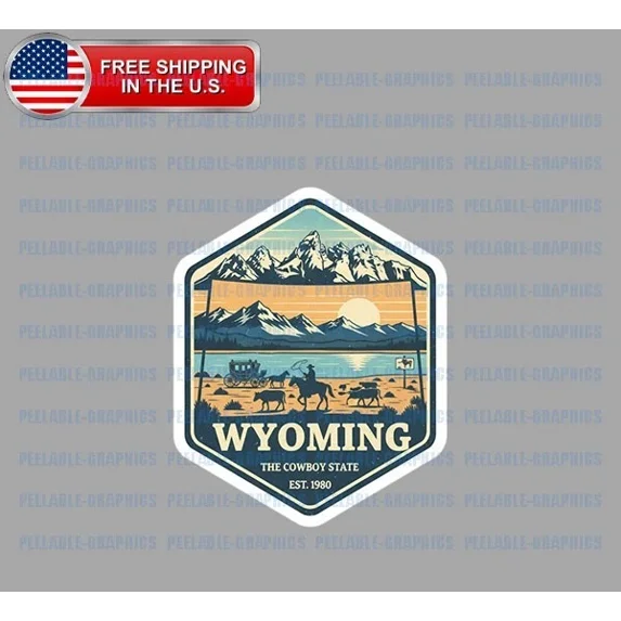 DOPASTICKER Wyoming State Sticker Souvenir Travel Sticker Phone Sticker ...