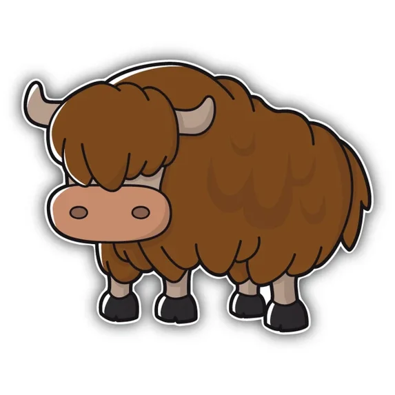 DOPASTICKER Yak Cartoon Animal Sticker Decal Phone Decal Water Bottle ...