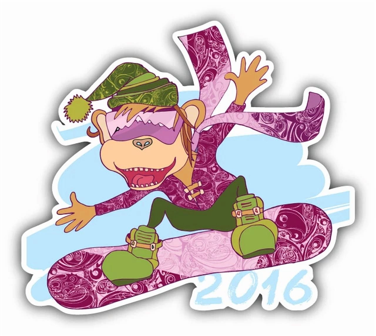 DOPASTICKER Year Of Monkey Snowboarder Sticker Decal Phone Decal Water ...