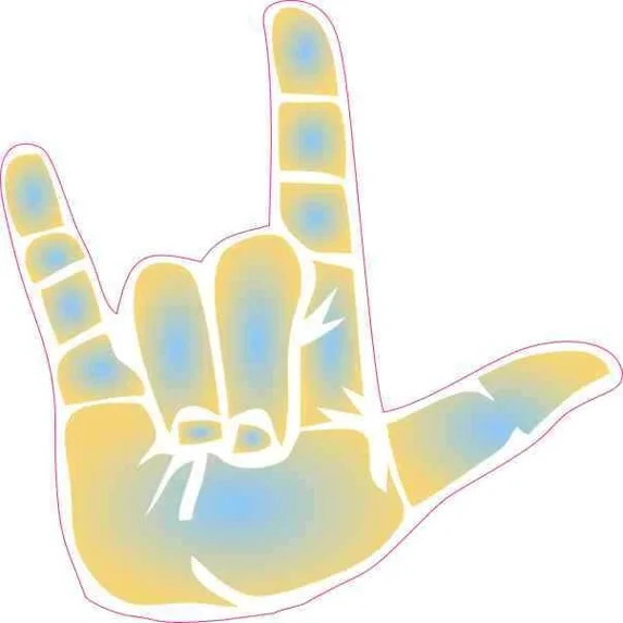 DOPASTICKER Yellow And Blue Asl I Love You Sticker Phone Sticker, Latop ...