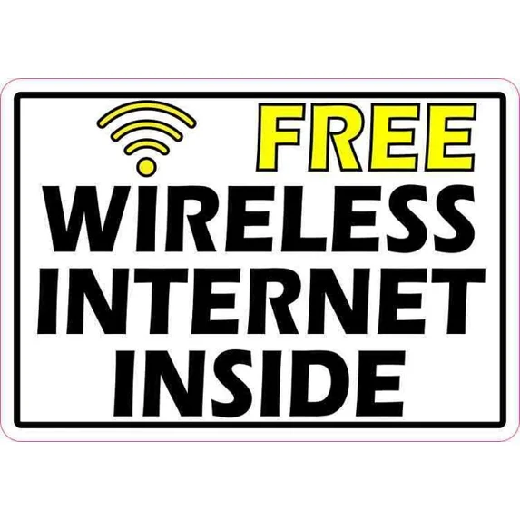 DOPASTICKER Yellow Free Wireless Internet Inside Sticker Business ...