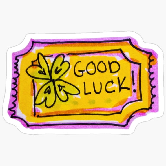 DOPASTICKER Yellow Good Luck Ticket Sticker Phone Sticker, Latop ...