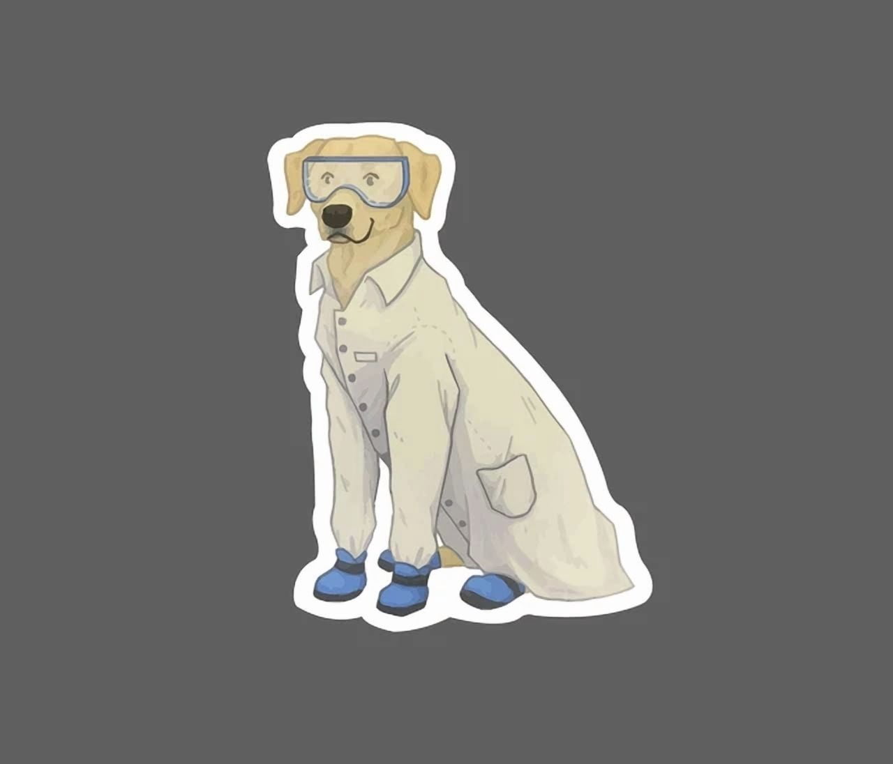 DOPASTICKER Yellow Lab Sticker Scientist Work Lab Coat Experiment ...