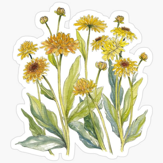 DOPASTICKER Yellow Paper Daisies Sticker Birthday Gifts - Decorative ...