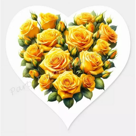 DOPASTICKER Yellow Roses - (Heart Shaped) Decorative Laptop, Phone ...