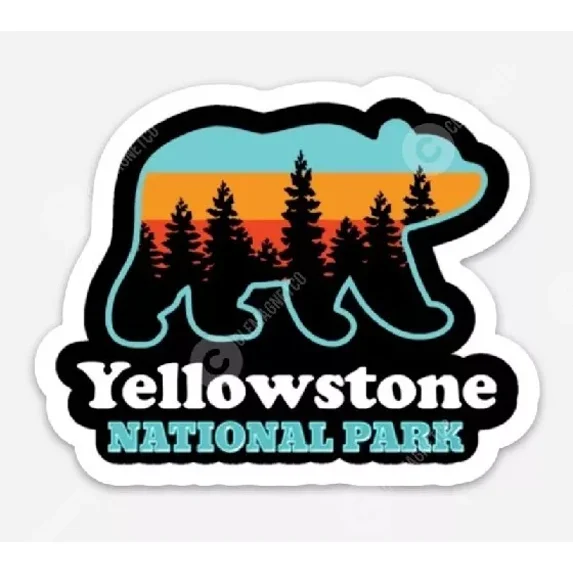DOPASTICKER Yellowstone National Park Sticker - Bear Yellow Stone ...