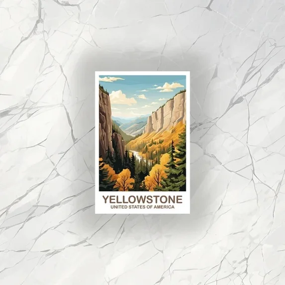 DOPASTICKER Yellowstone National Park Travel Sticker Scenic Nature ...