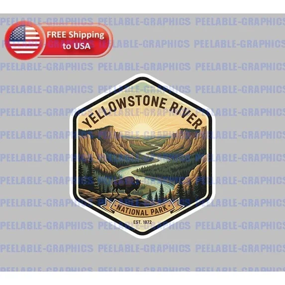 DOPASTICKER Yellowstone River Montana Sticker Souvenir Travel Sticker ...