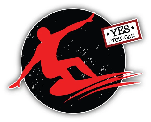 DOPASTICKER Yes You Can Man Surfing Sport Label Sticker Decal Phone ...