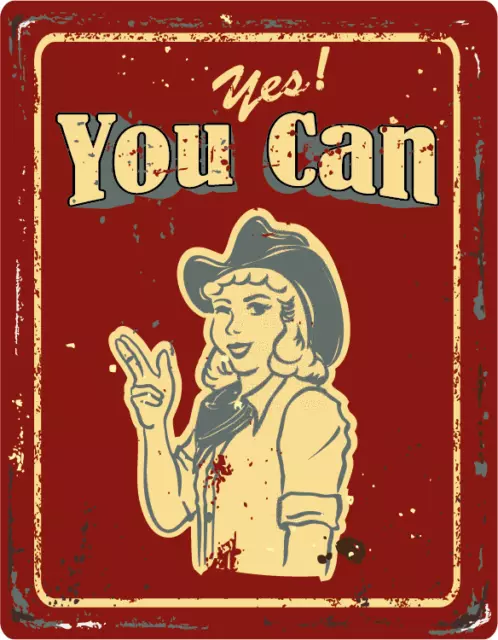 DOPASTICKER Yes You Can Vintage Retro Girl Sticker Decal Phone Decal ...