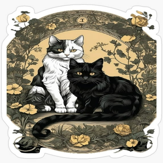 DOPASTICKER Yin Yang Black And White Cat Gift You - Phone Stickers ...