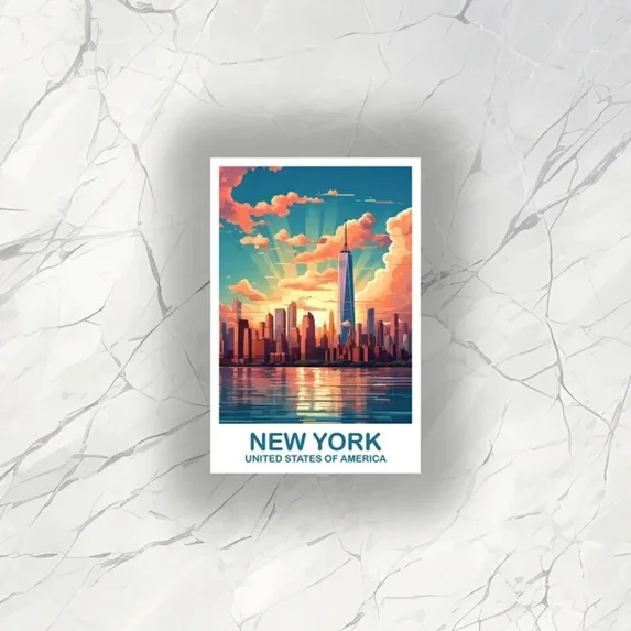 DOPASTICKER York Travel Sticker Manhattan Skyline, Big Apple, Bright ...