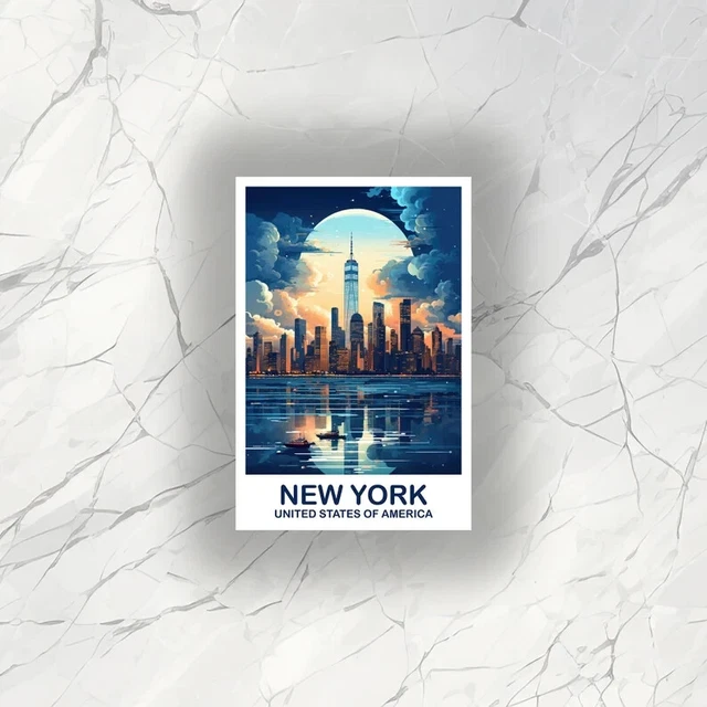 DOPASTICKER York Travel Sticker Manhattan Skyline & Big Apple Vibrant ...