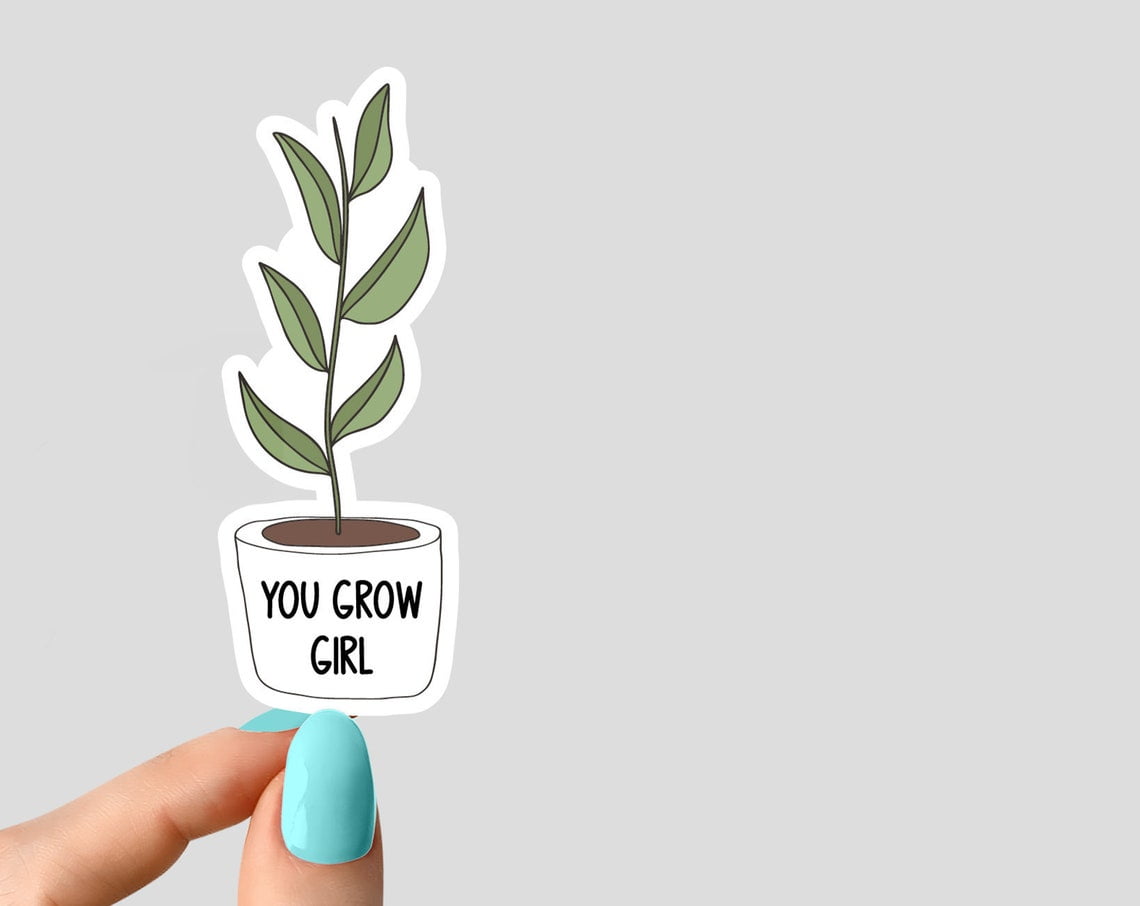 DOPASTICKER You Grow Girl Potted Plant Sticker, Potted Plants Succulent ...