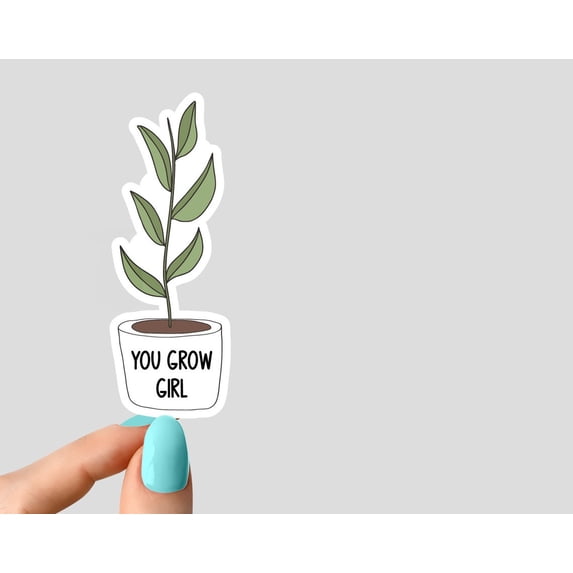 DOPASTICKER You Grow Girl Potted Plant Sticker, Potted Plants Succulent ...