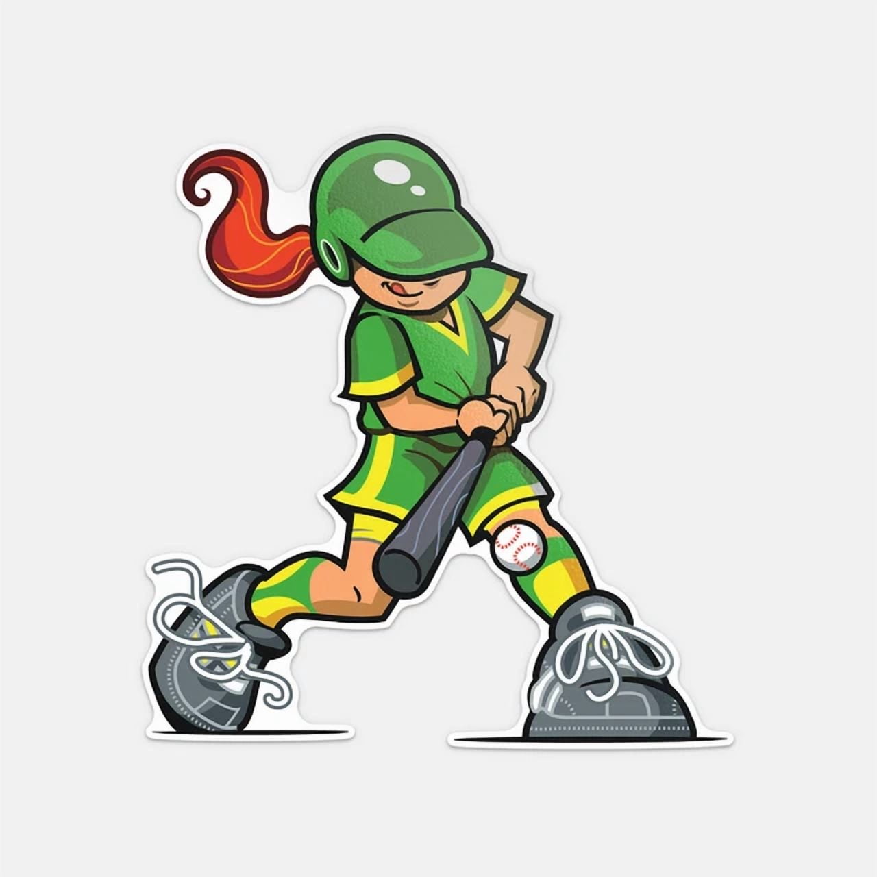 DOPASTICKER Young Girl Baseball Player Sport Sticker Decal Phone Decal ...