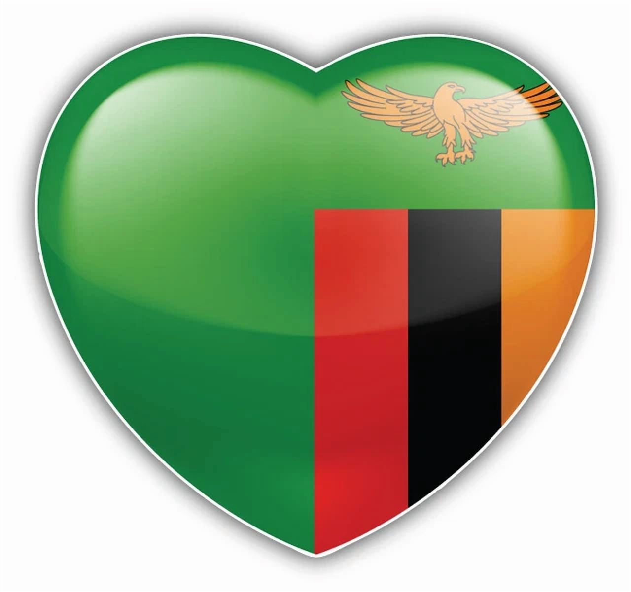 DOPASTICKER Zambia Heart World Flag Sticker Decal Phone Decal Water ...