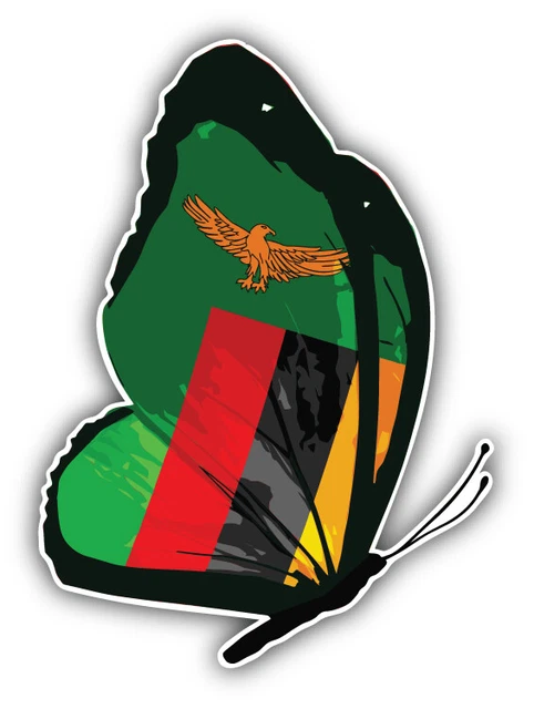 DOPASTICKER Zambia World Flag Butterfly Sticker Decal Phone Decal Water ...