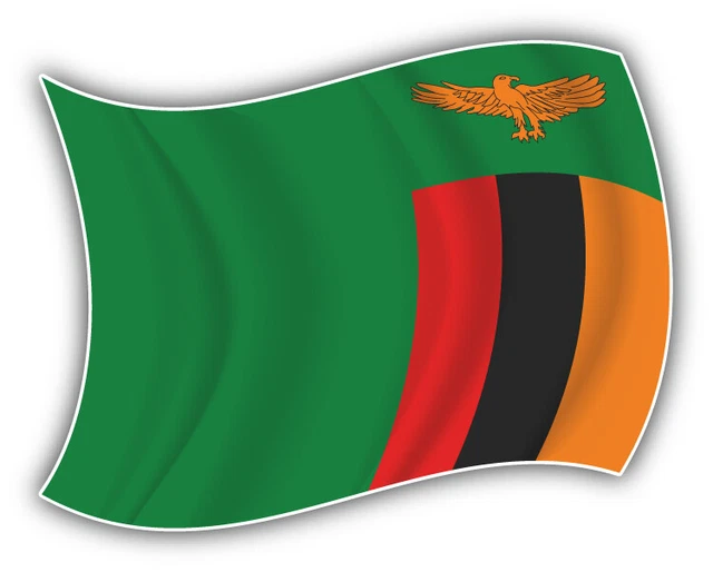 DOPASTICKER Zambia World Flag Waving Sticker Decal Phone Decal Water ...