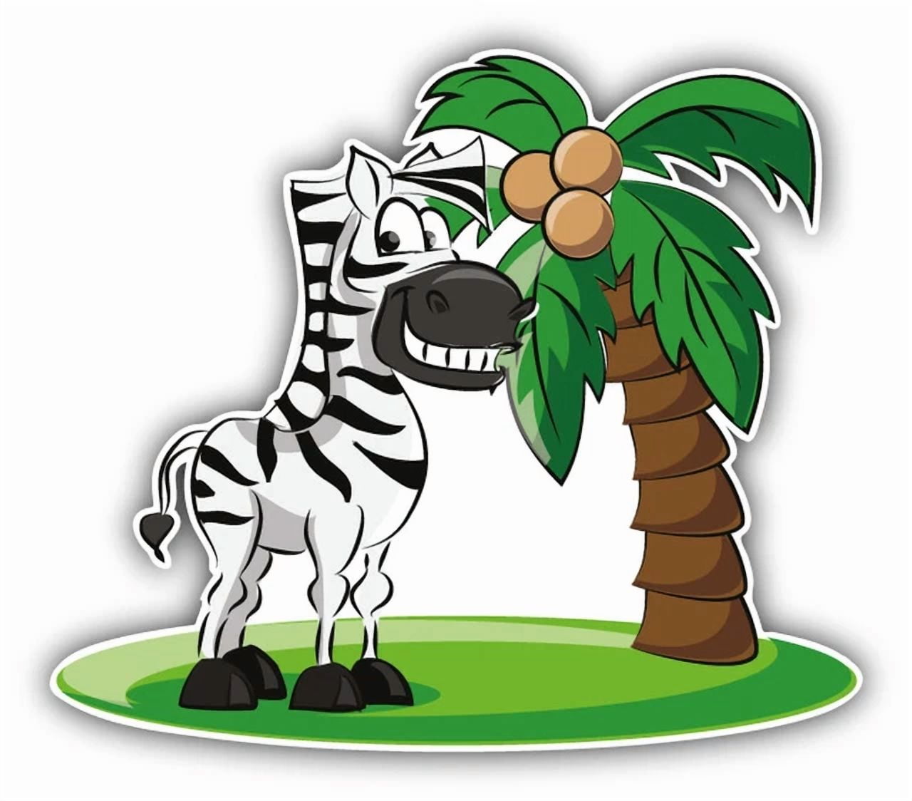 DOPASTICKER Zebra Palm Cartoon Sticker Decal Phone Decal Water Bottle ...