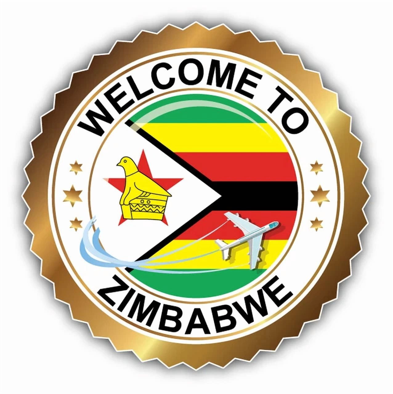 DOPASTICKER Zimbabwe World Flag Welcome Sticker Decal Phone Decal Water ...