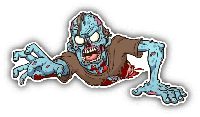 DOPASTICKER Zombie Crawling Cartoon Sticker Decal Phone Decal Water ...