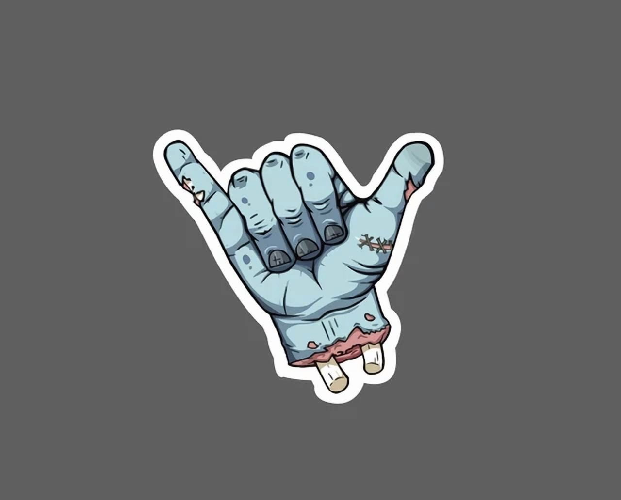DOPASTICKER Zombie Hand Shaka Dead Sticker Horror Scary Movie Sticker ...