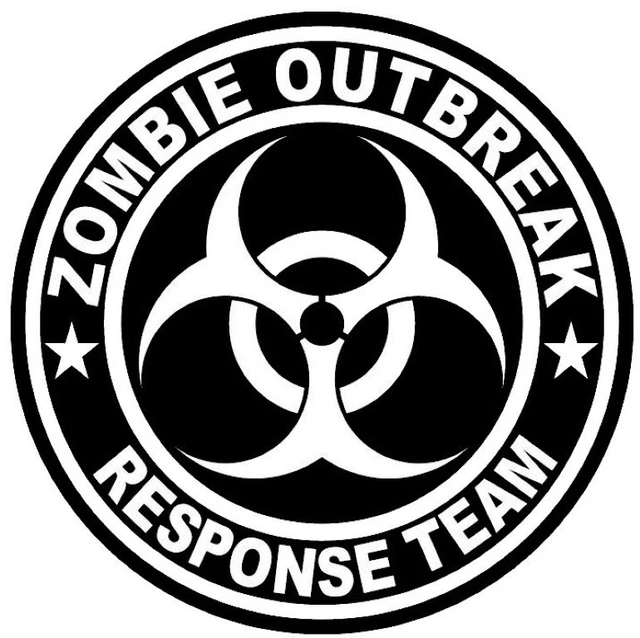 DOPASTICKER Zombie Outbreak Response Team Sticker White On Black Laptop ...