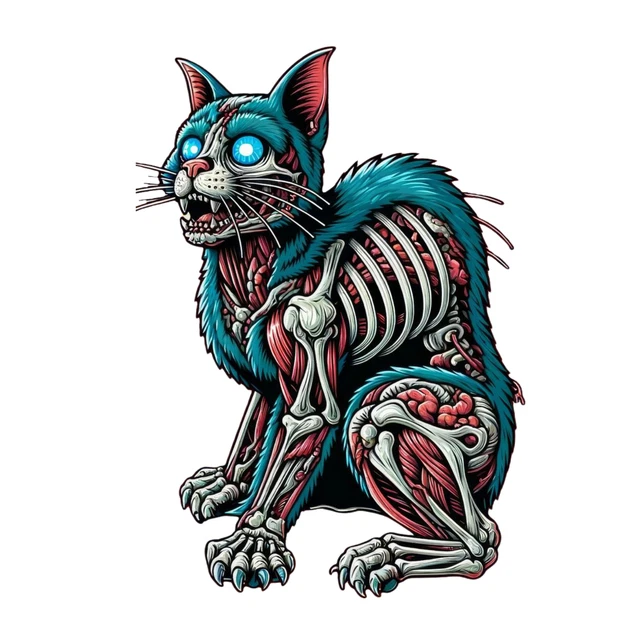 DOPASTICKER Zombie Skeleton Cat Sticker Street Art Urban Edgy Hip Hop ...