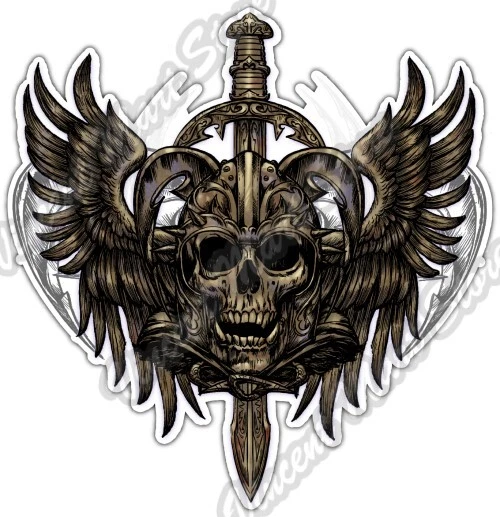 DOPASTICKER Zombie Skull Wings Sword Gothic Ancient Car Sticker Decal ...