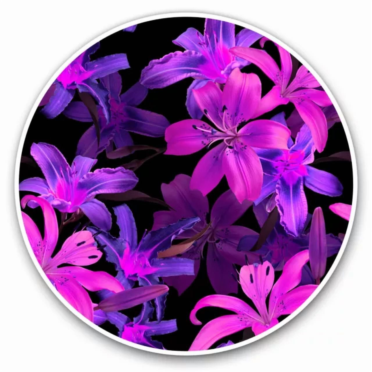 DOPASTICKERs, Hot Pink Neon Lily Flowers Lillies Cool Gift, Phone ...