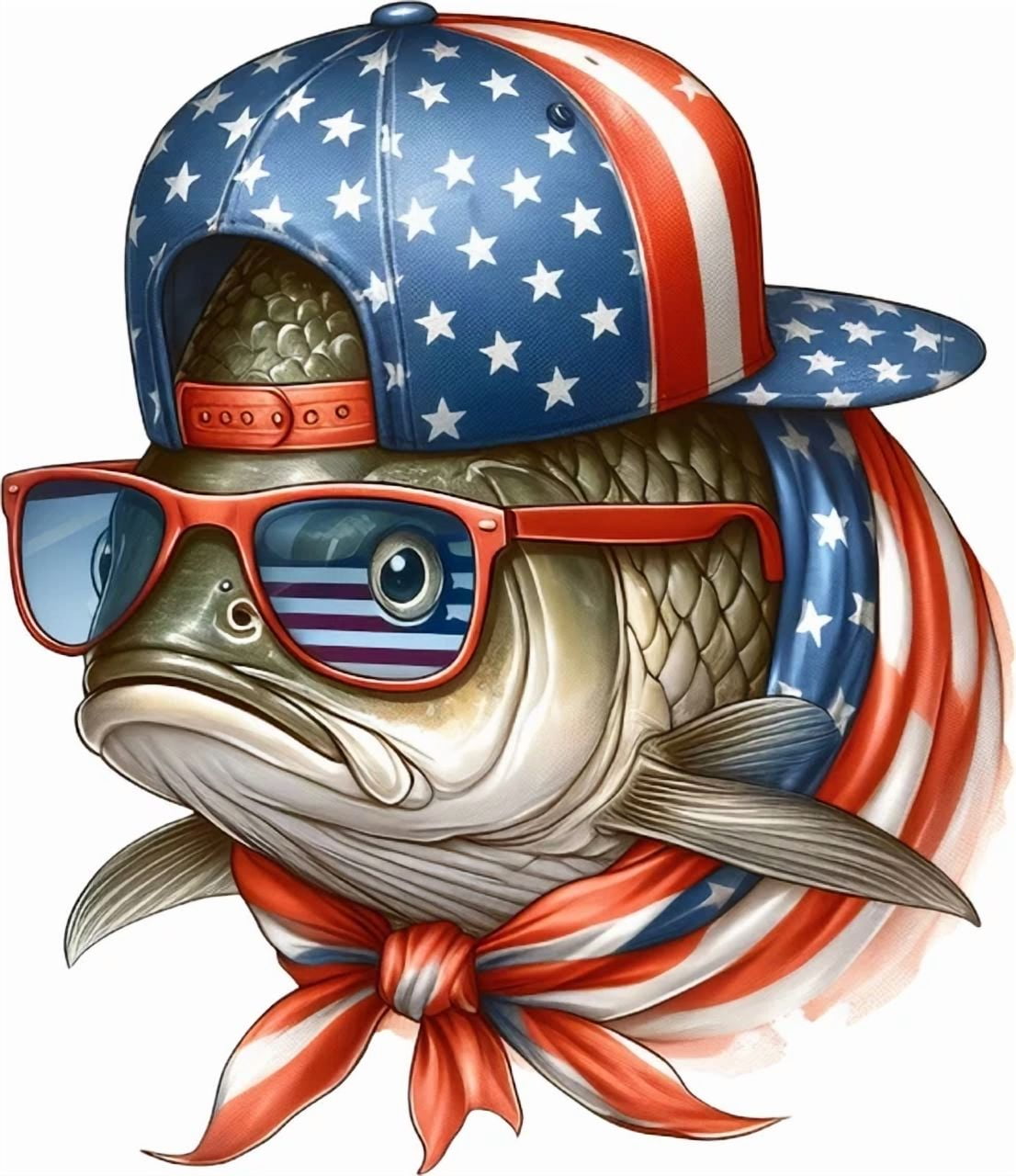 DOPASticker Fish Flag Car Sticker Patriotic Angler Fisherman Set Phone ...